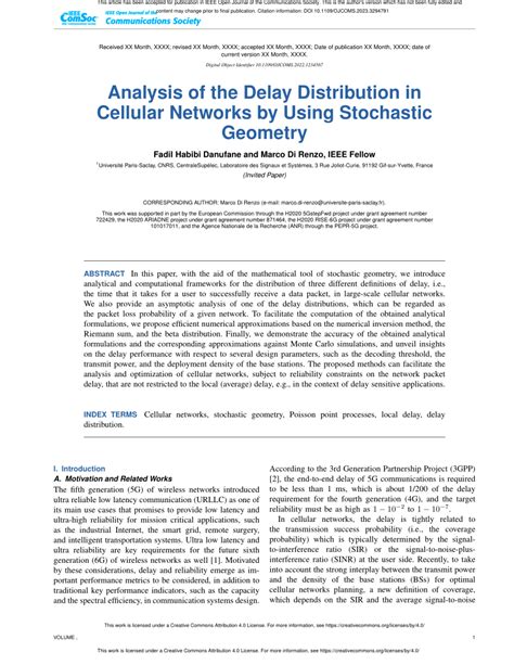 pdf analysis of the delay distribution in cellular networks by using