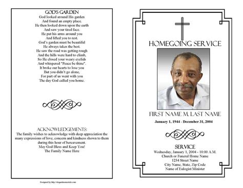 Classic Cross Funeral Program Template Elegant Memorials