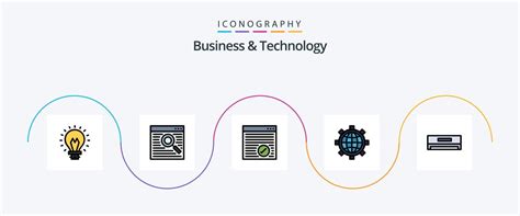 Linha De Negócios E Tecnologia Cheia De Pacote De 5 ícones Planos