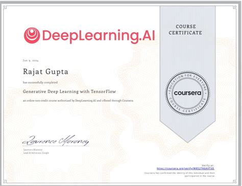 completed generative deep learning course with tensorflow rajat gupta