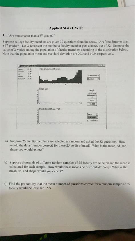 Solved Applied Stats Hw 5 1 Are You Smarter Than A 5th