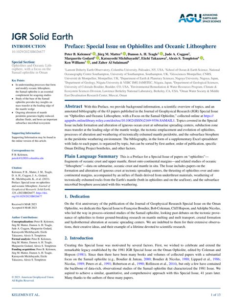 Preface Special Issue On Ophiolites And Oceanic Lithosphere Request Pdf
