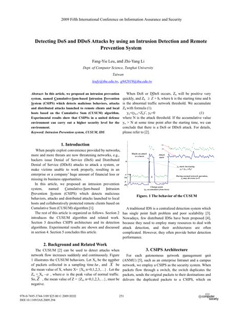 pdf detecting dos and ddos attacks by using an intrusion detection and remote prevention system