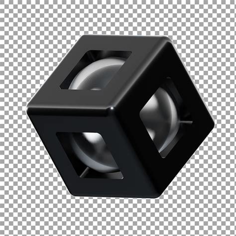 Premium Psd Black Cube And Rounded Glass Icon