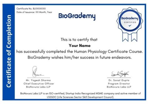 Human Physiology Certificate Course Biogrademy