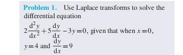 Problem 1 Use Laplace Transforms To Solve The StudyX