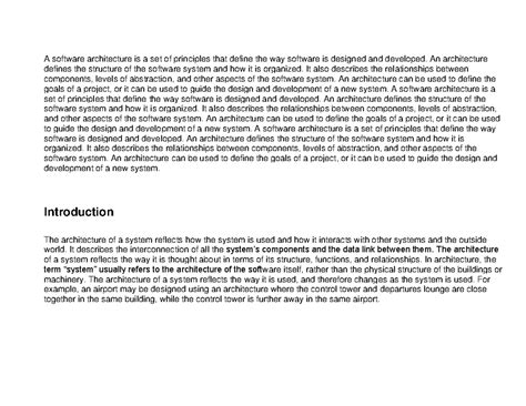 System Architecture Sample A Software Architecture Is A Set Of