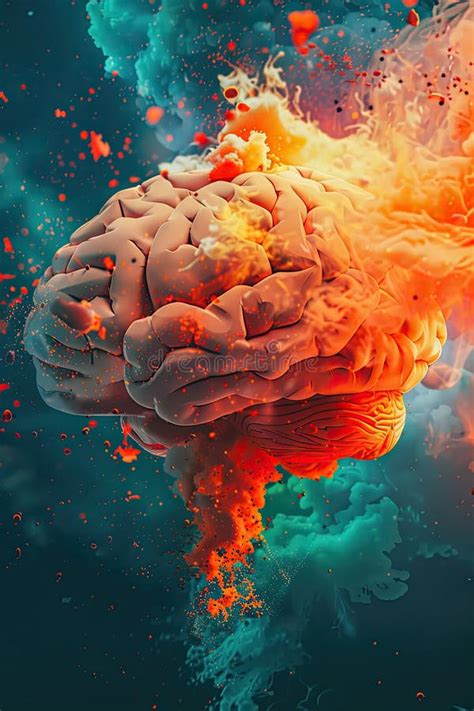 Creativity Concept With A Brain Exploding In Colors Mind Blown Concept Stock Illustration