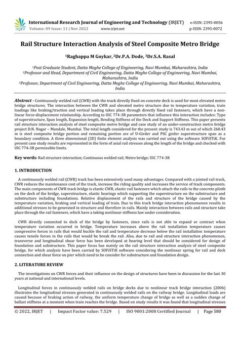 Rail Structure Interaction Analysis Of Steel Composite Metro Bridge Pdf Rail Travel Travel