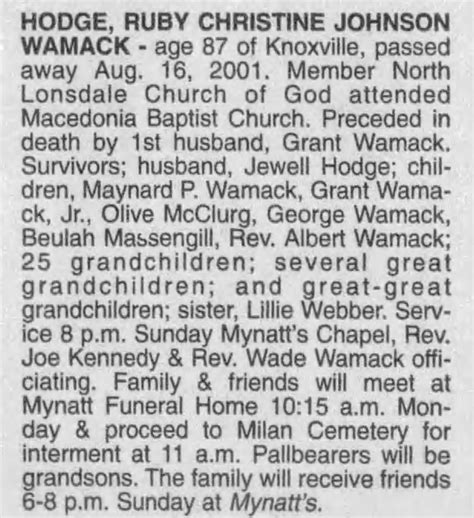 Ruby Christine Johnson Hodge 1914 2001 Find A Grave Memorial