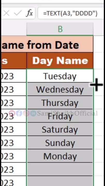 Extract Day Name From Date In Excel Easy Way Excel Tutorial