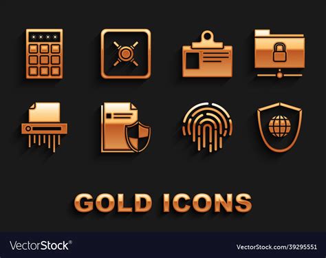 Set Document Protection Concept Ftp Folder Vector Image