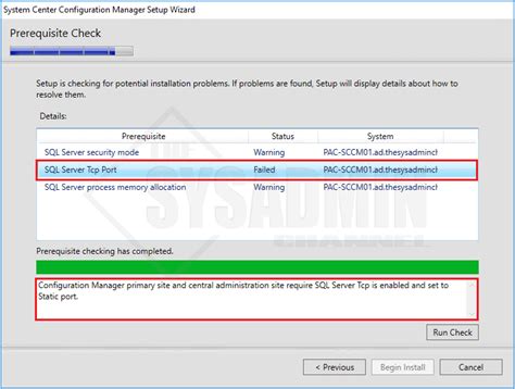 Solved SQL Server TCP Port Failed When Installing SCCM