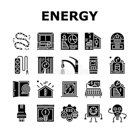 Energy Conservation Green Save Icons Set Vector Stock Vector Illustration Of Renewable Vector