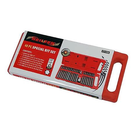 40 Piece Spline And Hex Star Bit Socket Set 3 8 And 1 2 Inch Neilsen Ct1436