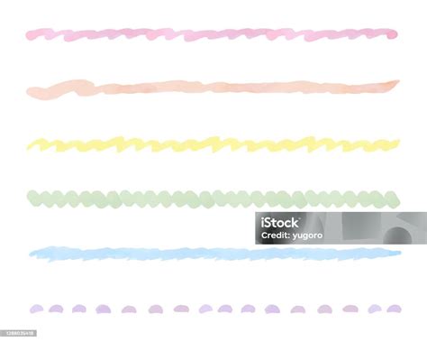 수채화 브러시 라인 스트로크의 다채로운 일러스트 세트 수채화에 대한 스톡 벡터 아트 및 기타 이미지 수채화 수채화 물감