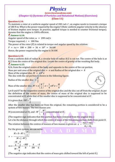 NCERT Solutions For Class 11 Physics Chapter 6 System Of Particles