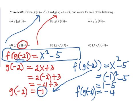 Composite Function Exercises 2 Math Showme