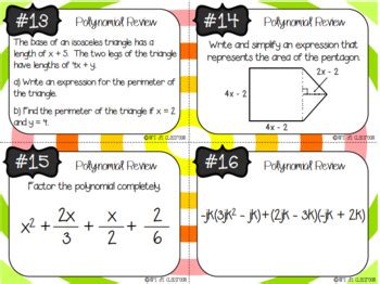 Polynomial Task Card Bundle By Mrs D S Classroom TpT