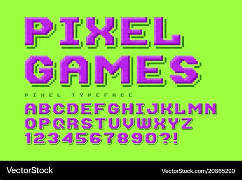 8 Bit Pixel Font Retro Game Style Royalty Free Vector