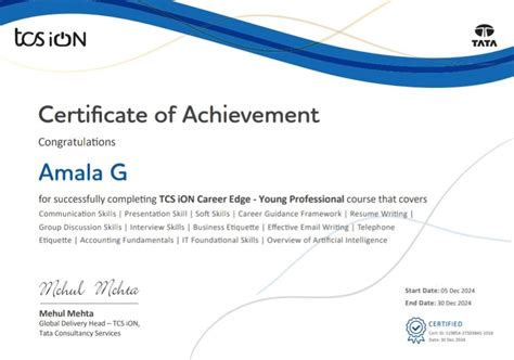 Careergrowth Continuouslearning Tcsion Youngprofessional Professionaldevelopment Amala Merlin