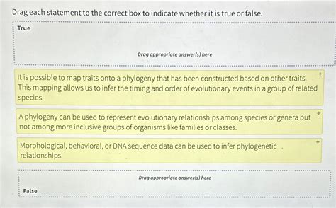 solved drag each statement to the correct box to indicate
