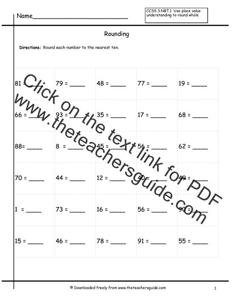 Rounding Whole Numbers Worksheets From The Teachers Guide