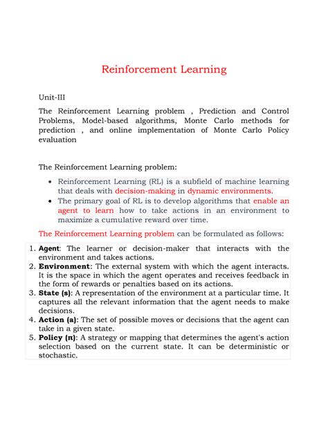 Rl Unit3 Cesaiandml 4 1 Sem Reinforecement Learning 3rd Unit