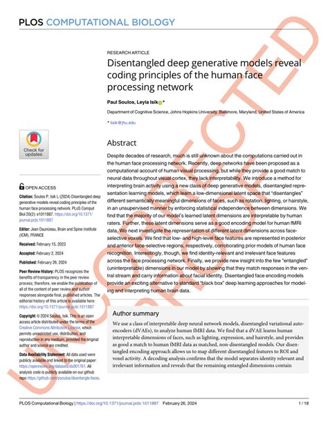 Pdf Disentangled Deep Generative Models Reveal Coding Principles Of The Human Face Processing