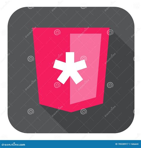 Vector Web Development Shield Sign Html5 Star Symbol Icon On Grey Badge With Long Shadow Stock