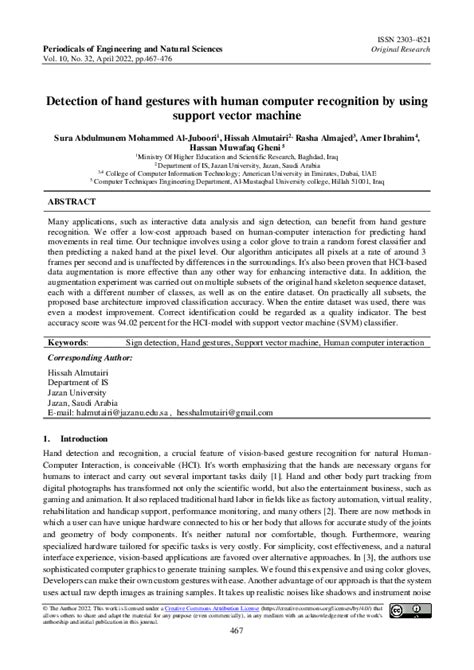Pdf Detection Of Hand Gestures With Human Computer Recognition By Using Support Vector Machine