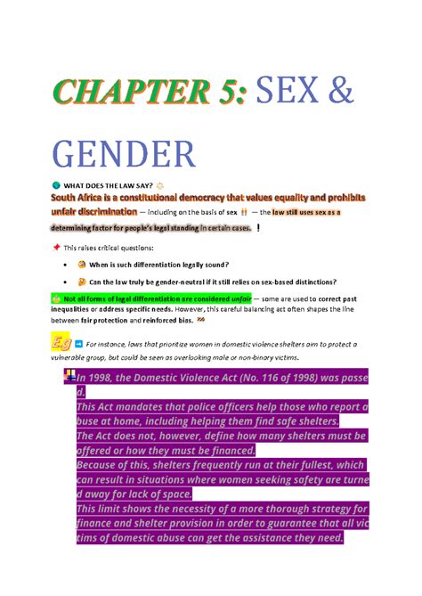 Chapter 5 Legal Perspectives On Sex And Gender Dynamics Studocu