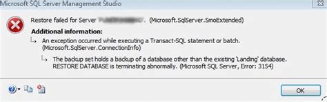How To Fix Error 3154 In Sql Server Database