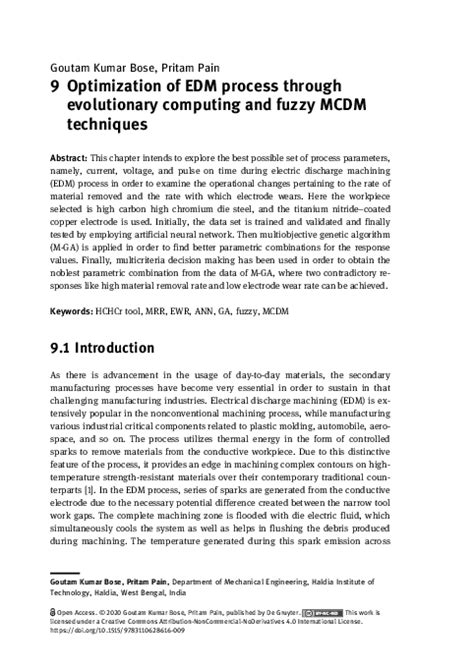 Pdf 9 Optimization Of Edm Process Through Evolutionary Computing And