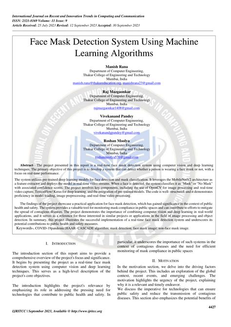 Pdf International Journal On Recent And Innovation Trends In Computing And Communication Face