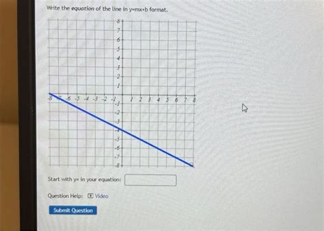 Solved Write The Equation Of The Line In Y Mx B Format Chegg Com