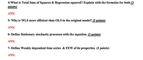 Solved 4 What Is Total Sum Of Squares And Regression Squared