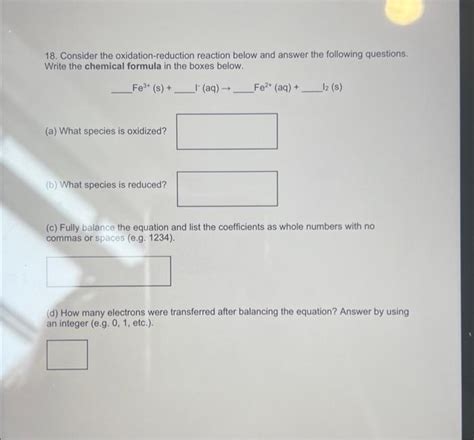 Solved 18 Consider The Oxidation Reduction Reaction Below