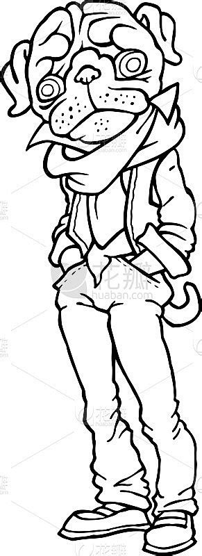 滑稽的哈巴狗穿得像嬉皮士