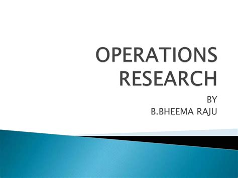 Operations Research Ppt Ppt