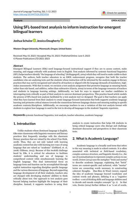 pdf using sfl based text analysis to inform instruction for emergent