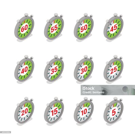 중지 시간 평면 아이소메트릭 워치 웹사이트 아이콘 벡터 일러스트 레이 션 세트 3d 아이소메트리 시간에 개념입니다 시계에 대한 스톡 벡터 아트 및 기타 이미지 Istock