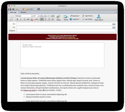 Outlook 2010 Email Template Examples Williamson