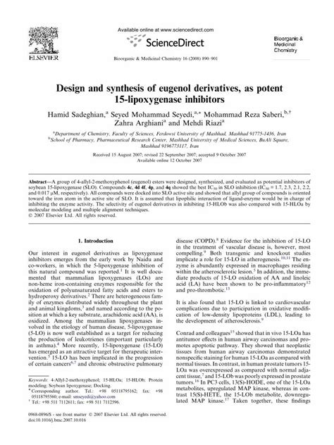 Pdf Design And Synthesis Of Eugenol Derivatives As Profdocumacir