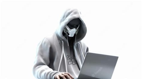 Premium Photo A Hacker In A Hood With A Laptop Computer Generative Ai