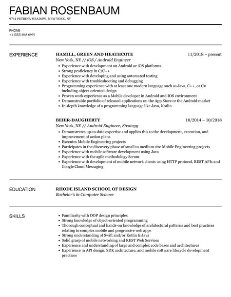 Android Engineer Resume Samples Velvet Jobs