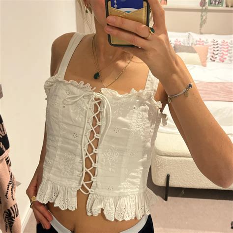 White Corset Lace Up Top Gorgeous Gorgeous Depop