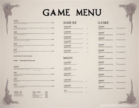Generate Simple Game Menu Stable Diffusion Online
