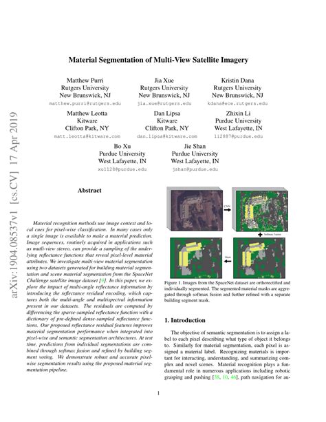 Pdf Material Segmentation Of Multi View Satellite Imagery