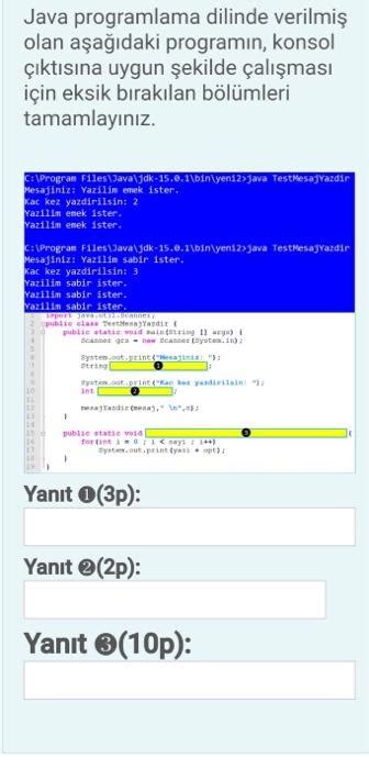 Solved Java Programlama Dilinde Verilmiş Olan Aşağıdaki
